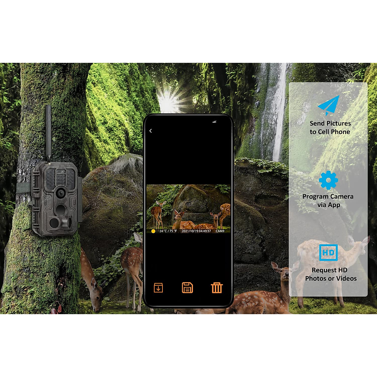 Meidase Cellular Trail Camera S950, Game Camera with 4G LTE, Clear 100ft No Glow Night Vision, Sends Picture to Cell Phone App