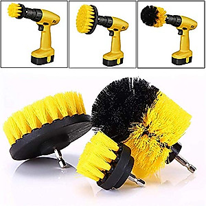 [3 Pack Set] Auto Detailing Drill Brush Set, Wheel Cleaner Brush, Car Cleaner Wash Brush Supplies Kit Fit Tire, Car Mats, Floor Mat, Bathroom and Auto Power Scrubber Brush Cleaning Sets