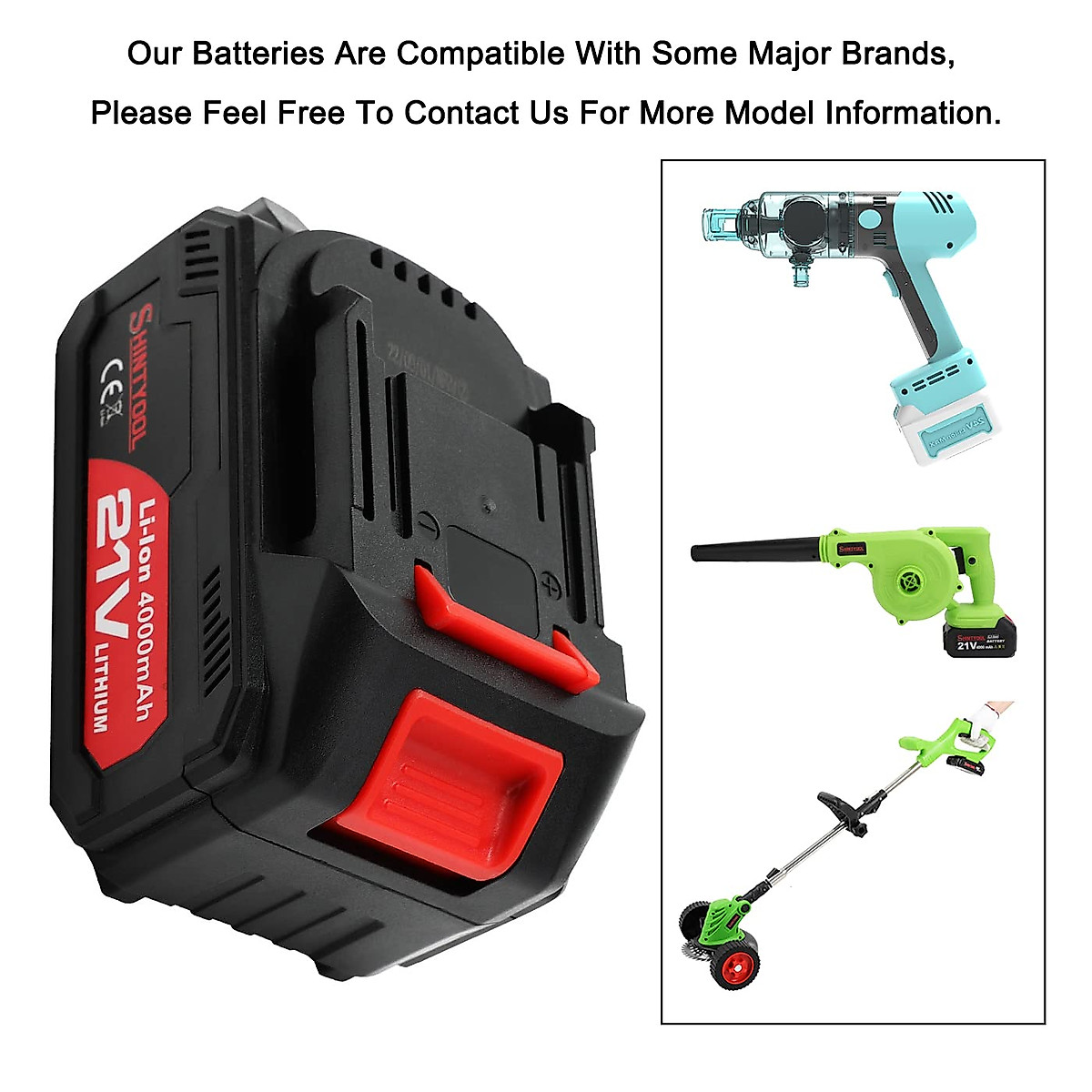 SHINTYOOL 21v Lithium Battery - 4.0 Ah Battery with Charger Adapter Led Indicator Compatible with Leaf Blower