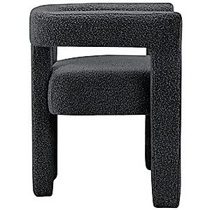 Meridian Furniture Athena Collection Modern | Contemporary Boucle Fabric Upholstered Accent | Dining Chair, 25" W x 21" D x 27" H, Black