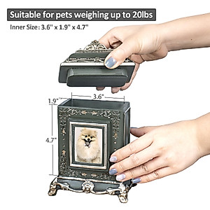 AELS Pet Urn Memory Box for Keepsakes with Photo Slot, Dog Memorial Urns for Ashes, Cat or Dog Cremation Urns, Dark Green