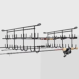 THKFISH Fishing Rod Holders for Garage Ceiling Fishing Rod Rack Store 16 Fishing Rod Combos Fishing Rod Rack for Garage Room Boats,1pair-BLACK