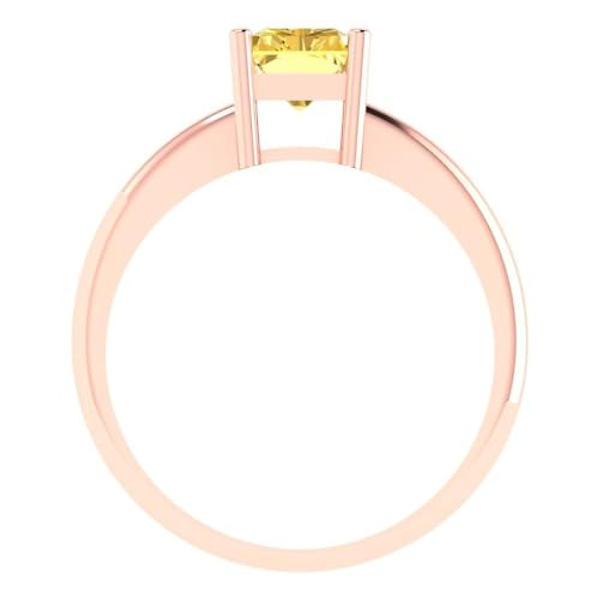 Clara Pucci 1.75ct Radiant Cut Custom Engraving Natural Citrine Engagement Wedding Solitaire W/Accent Ring 18K Rose Gold Size 3.5