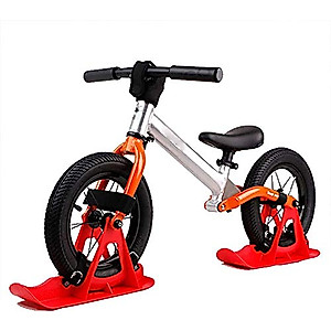 FNWD Snow Sledge Board Set for 12 inch Balance Bike Scooter Parts, Lightweight Durable Portable Bicycle Snowboard Ski Kit Bicycle Sled Kit (Black)