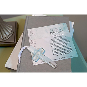 On Your Baptism Beautiful Baby Handmade Aqua Glass Cross - Treasured Baptism Gift for Baby Girl or Boy