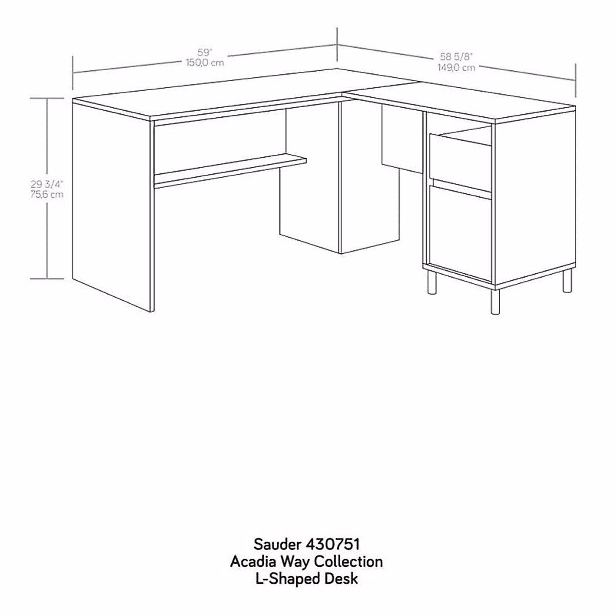 Sauder Acadia Way 5-Shelf Tall Bookcase with Doors in Raven Oak, Raven Oak Finish