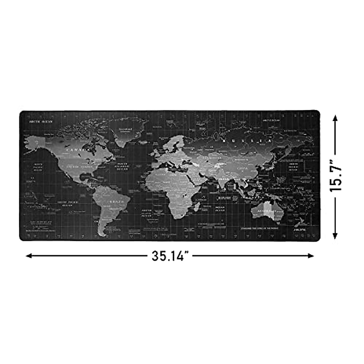 VIPAMZ Extended XXXL Gaming Mouse Pad - 35.4"x15.7"x0.12" Dimension - Portable with Extended XXL Size - Non-Slip Rubber Base - Special Treated Textured Weave with Precision Control (worldmap)