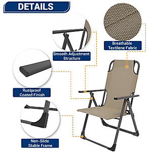 UDPATIO Outdoor Dining Chairs Set of 2 Support 300LB (Beige)