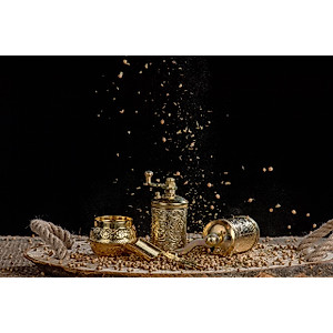 Salt And Pepper Grinder Set - Herb / Pepper Grinder Mill - Spice / Coffee Bean Grinder -Manual (Gold)