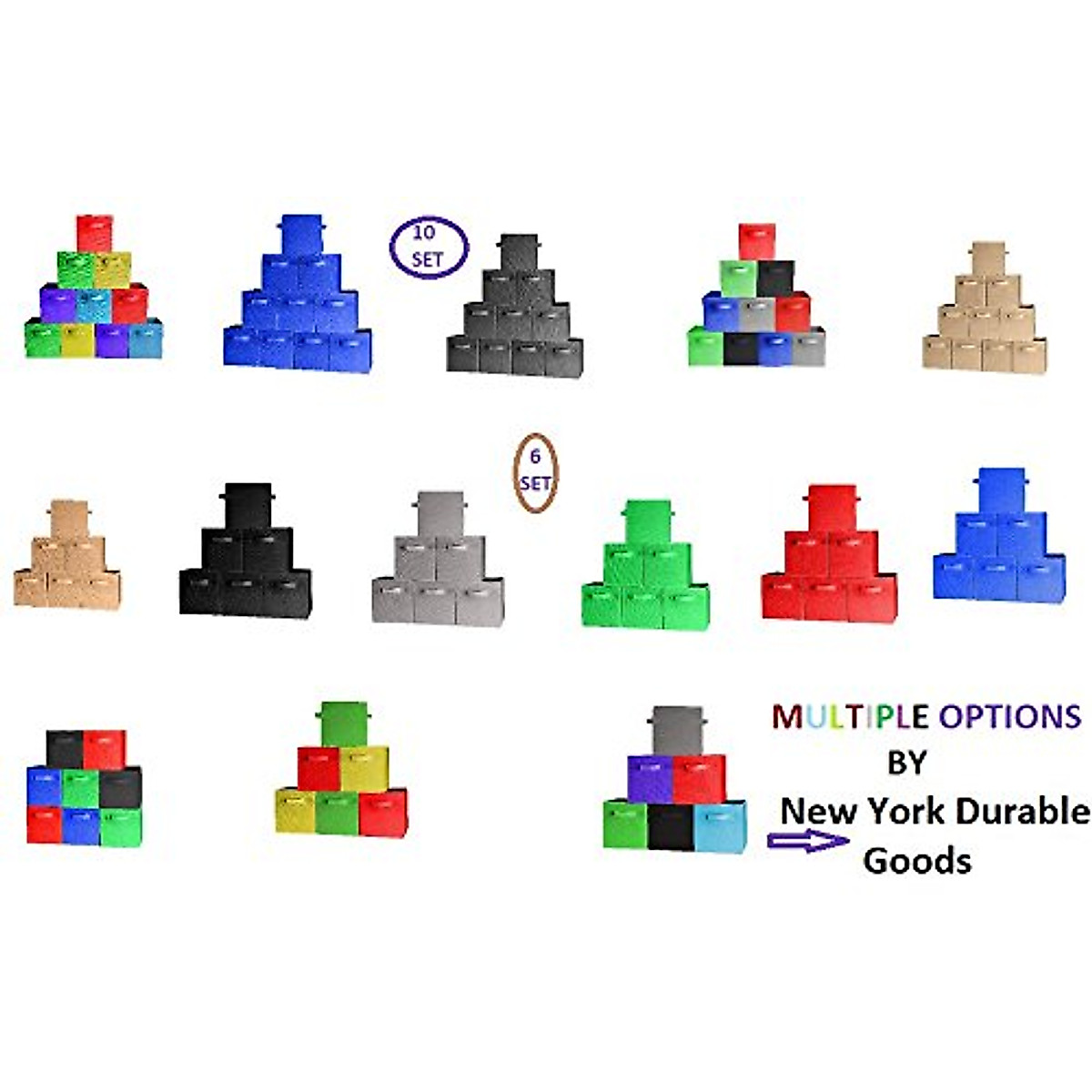 [10-Pack,Blue] Foldable Storage Cubes with Dual Handle Shelves Baskets Bins Containers Home Decorative Closet Two Handles Organizer Household Fabric Cloth Collapsible Box Toys Storages Drawer