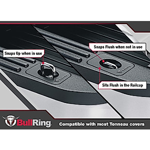 Bull Ring Flush Fit Retractable Truck Bed Tie Down Anchors for Ford F150 1998-2014, Ford F250/F350 Super Duty 1998-2016 Pickup, Fits Rear Stake Pockets (2 Pairs)