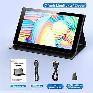 Eyoyo 7 inch Monitor, 7" IPS Panel 1024x600 5-Points Capacitive Touchscreen Portable Raspi Monitor Screen Mini HDMI Monitor for Raspi/Laptop/PC/Game Console