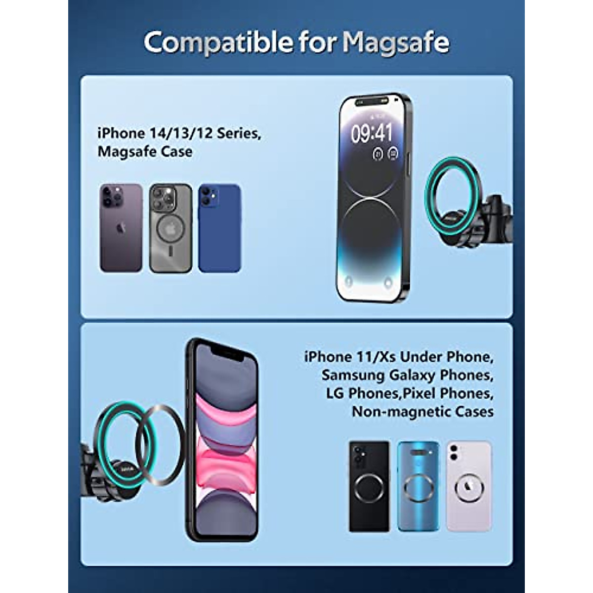 Amicus Magnetic CD Slot Phone Mount, Compatible for Magsafe, CD Player Cell Phone Holder with Strong Magnet, Car Phone Mount Compatible with iPhone 14 13 12 Pro Max All Phones