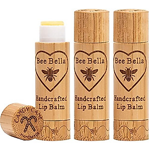 Bee Bella Lip Balm Stocking Stuffers, Candy Cane Scent, Moisturizing Lip Care Christmas Gifts, 100% Natural, Original Beeswax with Vitamin E, Handmade in USA (3 Pack)