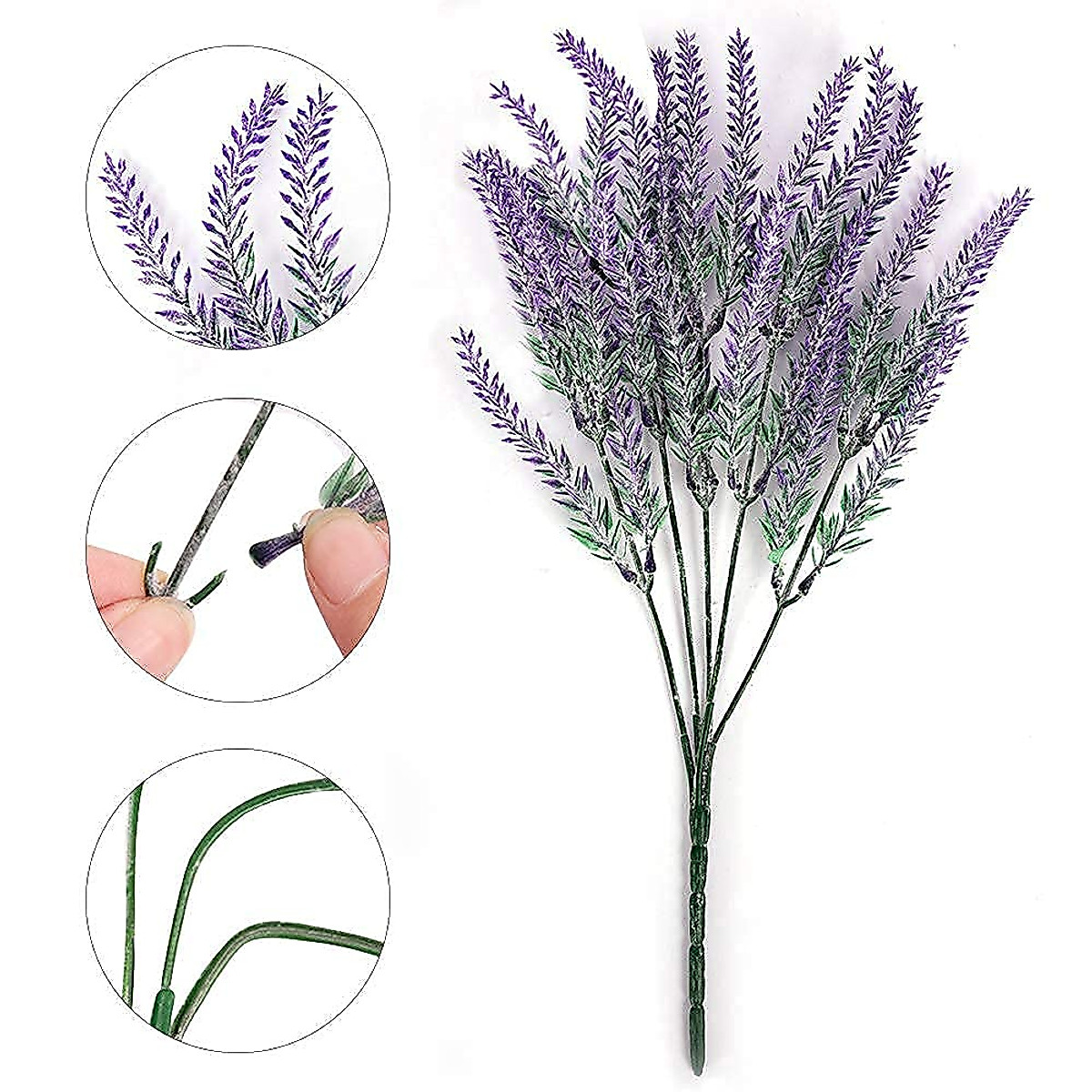 N&T NIETING Flowers Artificial, 6Pcs Purple Flower Fake Lavender for DIY Wedding Bouquet Table Centerpieces Patio Garden Outdoor Indoor Home Decoration