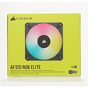 Corsair iCUE AF120 RGB Elite 120mm PWM Fan - Eight RGB LEDs - AirGuide Technology - Fluid Dynamic Bearing - Zero RPM Fan Mode - CORSAIR iCUE Software Compatible - Black For Desktop