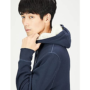 Amazon Essentials Men's Sherpa-Lined Pullover Hoodie, Navy, Large