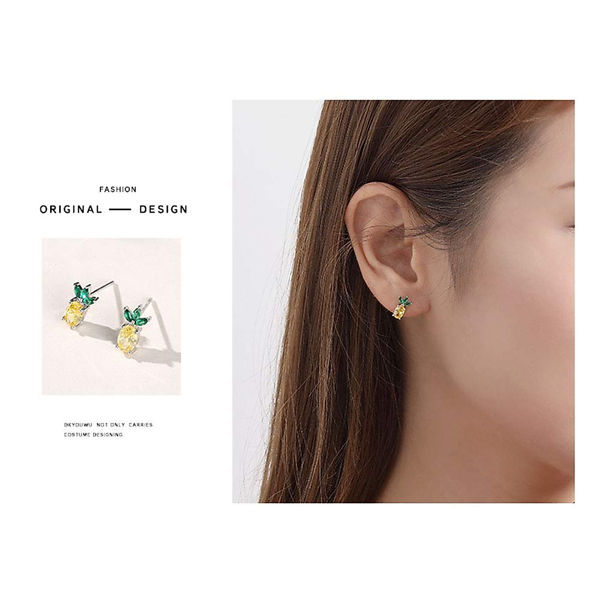 Rnivida 925 Sterling Silver Pineapple Stud Earrings, Pineapple Jewelry, Pineapple Gifts for Women (Pineapple)