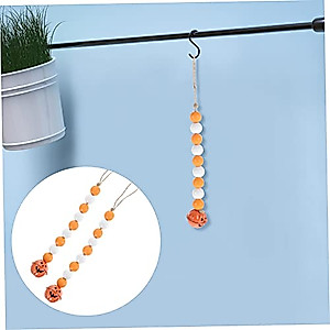 FUNOMOCYA 2pcs Pumpkin Bells Beaded Fringe Trim Halloween Decor Halloween Wreath Fall Beads Garland Home Décor Halloween Bead Garland Wooden Bead Garland Halloween Beaded Garland Decor Tray