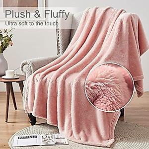 Whale Flotilla Breathable Fleece Throw Blanket for Couch Sofa(50x70 Inch), Super Soft Fuzzy Blankets for All Season, Lightweight and Fluffy, Pink