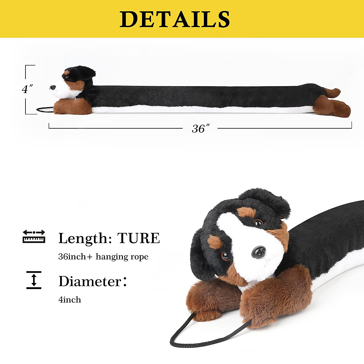 fowong Door Draft Stopper 36inch, Decorative Bernese Dog Noise Blocker for Bottom of Door Seal Gap Dust Proof Door Stopper Save Energy Door Guard