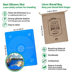 HOMEADOW Banneton Bread Proofing Basket - Perfect Gift - 11 Pcs Kit: 10' Oval + 9' Round Brotform, Liner, Bread Lame, Bench Scraper, Dough Scraper, Stencils, Baking Mat, Bread Bag, Brush | Sourdough