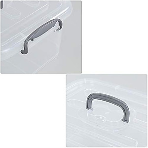 Zerdyne 2 Packs 8 L Clear Plastic Storage Boxes with Grey Handle