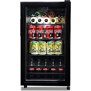 KRIB BLING Beverage Refrigerator Cooler 120 Can Freestanding Beverage Cooler with Adjustable Shelving Glass Door for Beer Soda or Wine for Home Office or Bar