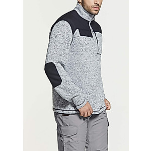 CQR Men's Thermal Fleece Half Zip Pullover, Winter Outdoor Warm Sweater, Lightweight Long Sleeve Sweatshirt, Half Zip Sweater Fleece Heather Grey, Large