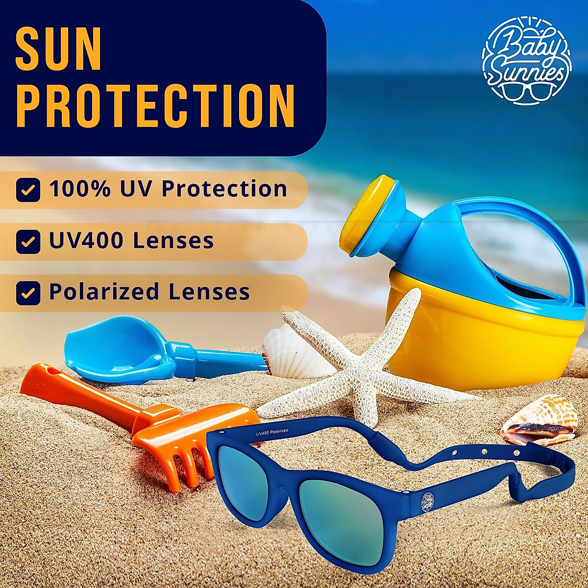 Polarized Baby Sunglasses With Strap - Unbreakable Flexible Infant Sunglasses For Toddlers Newborns 0-24 Months