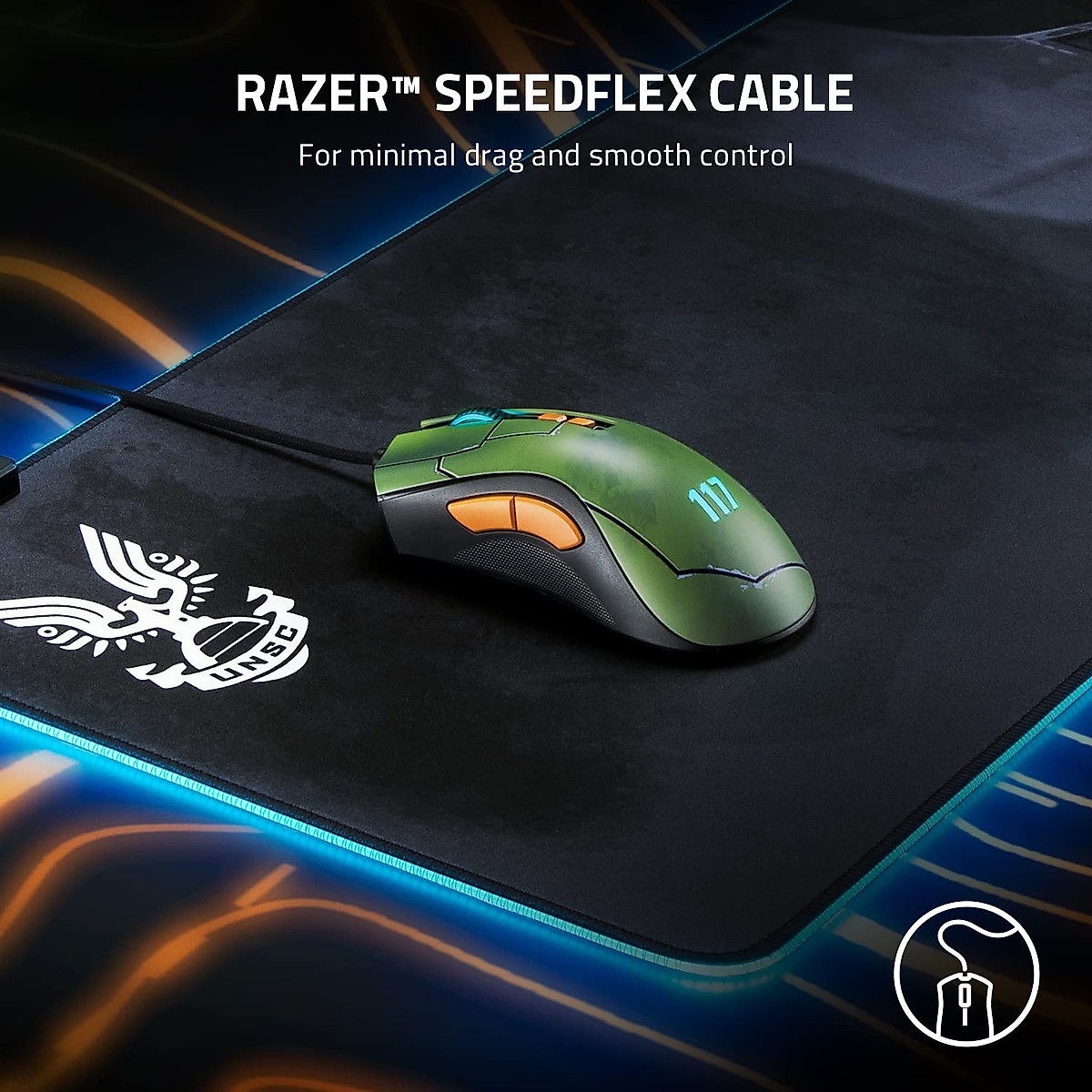 Razer DeathAdder V2 Gaming Mouse: 20K DPI Optical Sensor - Fastest Gaming Mouse Switch - Chroma RGB Lighting - 8 Programmable Buttons - Ergonomic Shape - Halo Infinite Edition