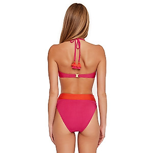 Trina Turk Women's Standard Olympia Ribbed Twist Bandeau Bikini Top-Strapless, Swimwear Separates, Pink, 10