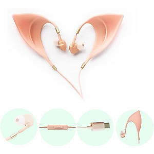 Urbun Elf Earbuds Headphones - Elegant Elves Ear Design Ultra-Soft Corded Earphone Perfect Sound Quality Fairy's Adorable Cosplay Headset Spirit Costume Accessories
