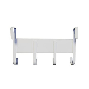 Dependable Industries inc. Essentials Over Door Hanger Hook, Hanging Clothes Coat Bag Robe Keys Towel Bathroom Closet Back of Door Hanger 4 Hooks