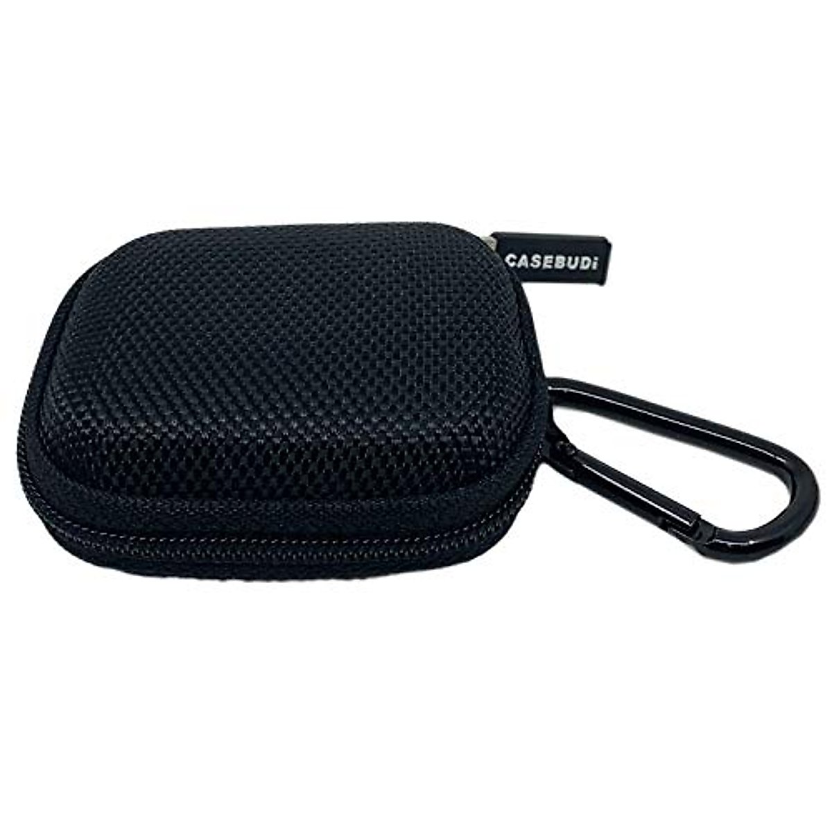 CASEBUDi Protective Form Fitting Case Compatible with Apple AirPods Pro | Key Ring and Carabineer Included | Use as Keychain | Ballistic Nylon with Impact Protection (Black)