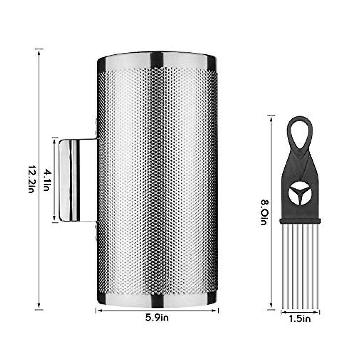 Abuff - Metal Guiro Instrument, 12" x 6" Stainless Steel Guiro Shaker with Scraper Latin Percussion Instrument Musical Training Tool