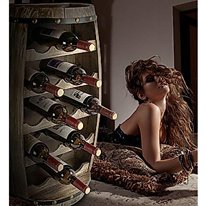 CoTa Global Modern Alexander Wall Mounted Wine Rack - 18 Wine Bottles Freestanding Wooden Barrel Wine Holder, Hanging Bottle Rack or Floor Stand, Wine Storage Shelf Organizer for Wine Bar, Home Décor