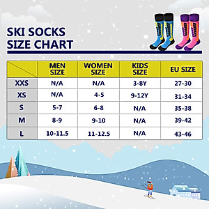 Soared Winter Ski Socks 2 Pairs Snowboard Snow Warm Knee Over the Calf OTC High Performance for Kids Womens Mens