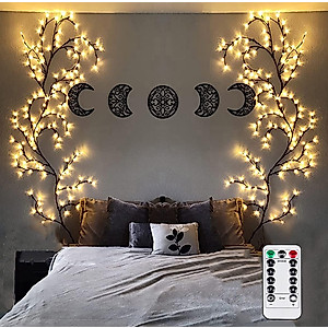 2PCS Enchanted Willow Vine Lights with Remote, 7.5FT Christmas Decorations Flexible DIY Indoor Artificial Plants Tree Branches, 144 LEDs Willow Vine Lights for Wall Bedroom Living Room Decor