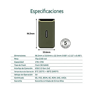 Transcend TS1TESD380C 1TB USB 3.2 Gen 2x2 USB Type-C ESD380C Portable, Rugged SSD Solid State Drive