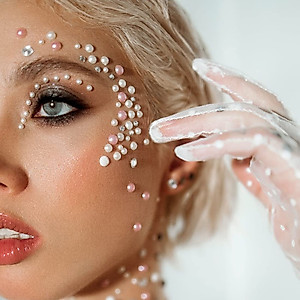 12 Sheets (1980pcs) Clear Rhinestones & Pearl Stickers Self Adhesive, TuNan Crystal Stickers Diamond Stickers Bling for Face Beauty Makeup Nail Art Cell Phone DIY Crafts