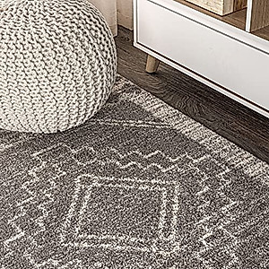 JONATHAN Y MOH200C-8 Amir Moroccan Beni Souk Indoor Area-Rug Bohemian Farmhouse Rustic Geometric Easy-Cleaning Bedroom Kitchen Living Room Non Shedding, 8 X 10, Gray,Cream