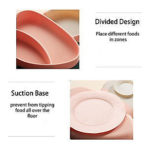 AHOTA Silicone Suction Plate for Toddlers, Spoon, Fork, Baby Eating Essentials, Toddler plate and Utensils Set(Silicone Baby Feeding Set - Pink Mushroom)