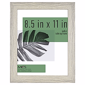 MCS Studio Gallery 8.5x11 Picture Frame Gray Woodgrain, Rectangle Photo Frame for Photos, Posters & Art Prints & Easel for Tapletop Display (1-Pack)