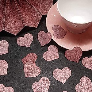 Rose Gold Wedding Party Love Heart Table Confetti - Valentines Party Table Scatter Confetti Bridal Shower Engagement Bachelorette Party Favors Confetti Decorations, 200pc