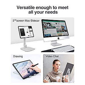 elitehood Aluminum iPad Stand, Adjustable iPad Stand Holder for Desk, Desktop Tablet Stand Dock for iPad Pro 12.9 11, iPad Air Mini 4 5 and More 4-13.5 inches Tablets, Silver