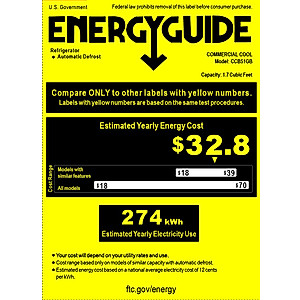 Commercial Cool Beverage Cooler, 1.7 Cu. Ft. Capacity, Drink Fridge with Adjustable Shelf & Temperature Control, Mini Beverage Fridge Holds up to 51 Cans