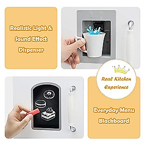 Costzon Kids Kitchen Playset, Wooden Pretend Cooking Playset w/Stove, Fridge, Microwave, Removable Sink, Water Dispenser w/Light Sound, Cabinets, Great Gift for Boys Girls