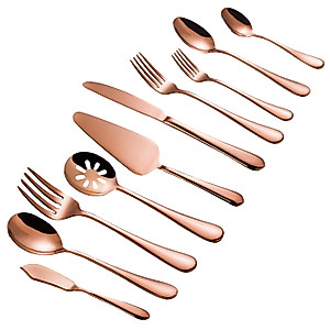 Flatware Set, Magicpro Modern Royal 45-Pieces rose gold Stainless Steel Flatware for Wedding Festival Christmas Party, Service For 8