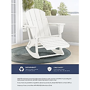 KINGYES Folding 4 in 1 Multifunctional Adirondack Rocking Chair, White